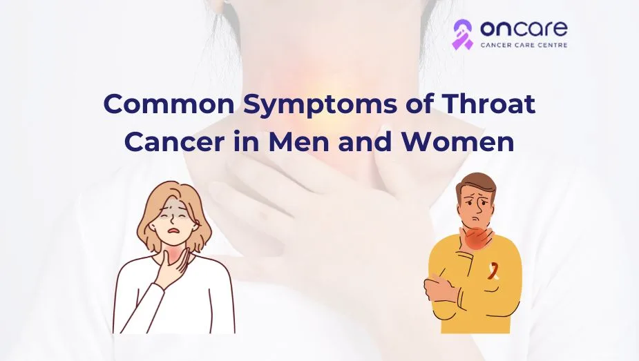 What are the symptoms of Throat cancer in men and women?